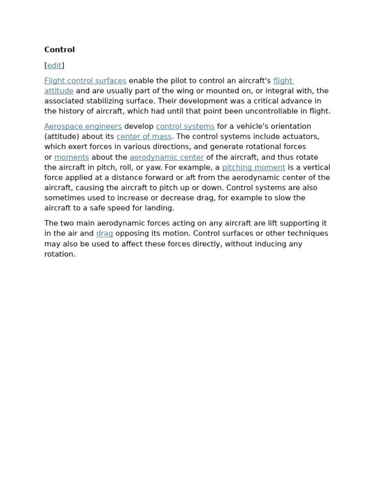 Understanding Aircraft Control Surfaces | PDF