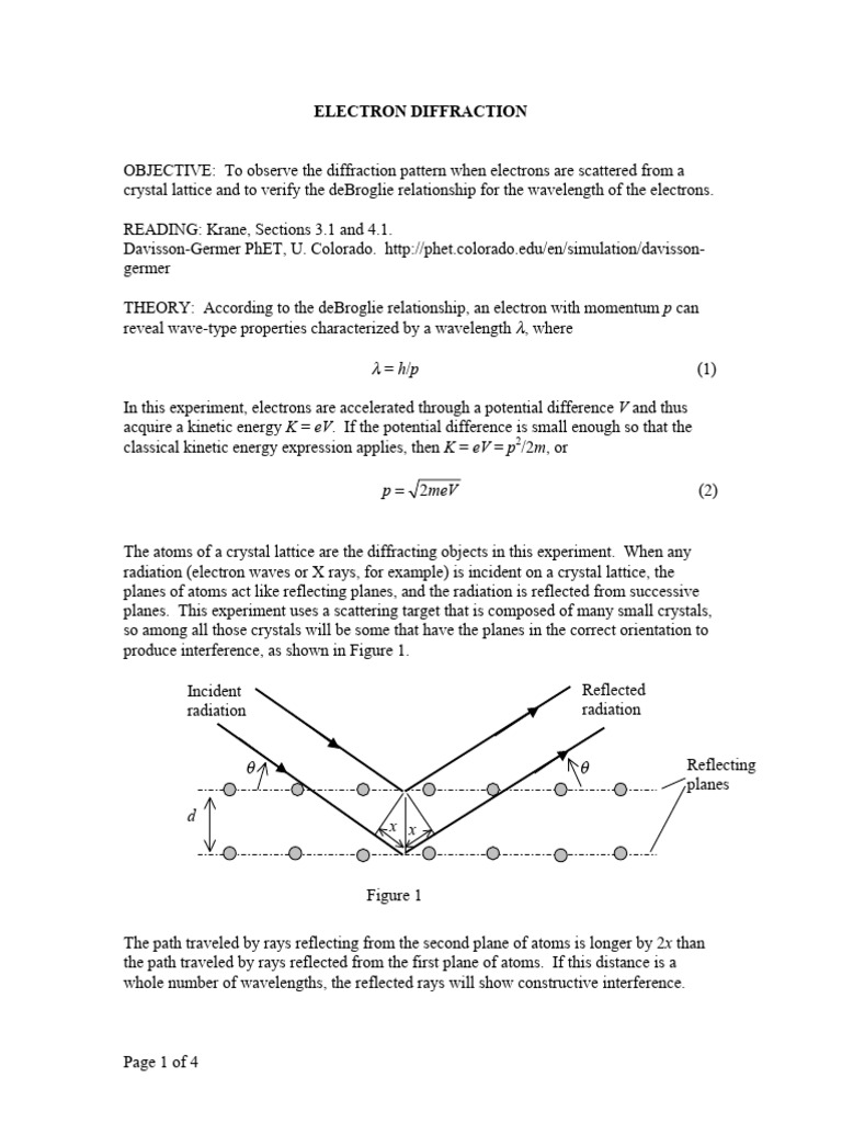5 Electron Diffraction Lab | PDF | Wavelength | Diffraction
