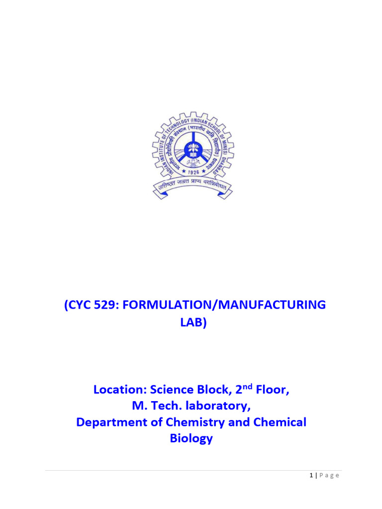 CYC 529 FORMULATION MANUFACTURING LAB MTech 2nd SEM | PDF | Emulsion ... CYC 529 FORMULATION MANUFACTURING LAB MTech 2nd SEM | PDF | Emulsion ...
