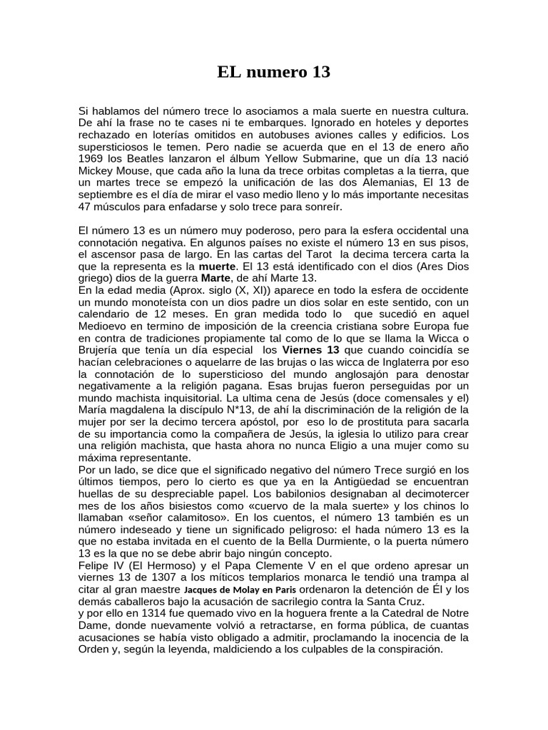 EL Numero 13 Su Significado | PDF