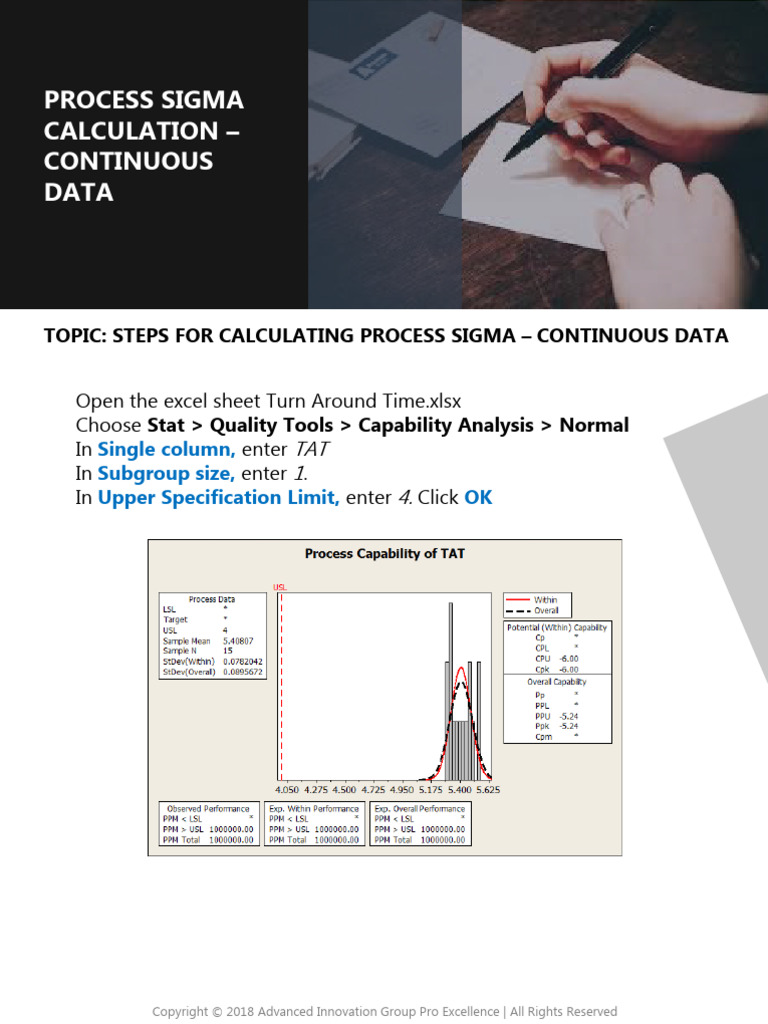 R - S37 C245 - Process Sigma Calculation - Continuous Data | PDF