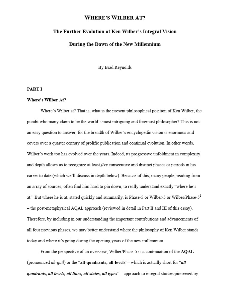 The Further Evolution of Ken Wilbers Integral Vision | PDF | Śūnyatā ...