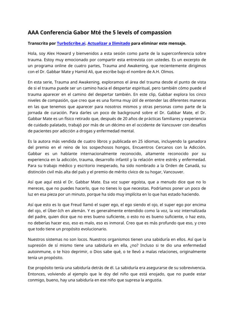 Los 5 Niveles de Compasión de Gabor Maté | PDF | Verdad | Compasión