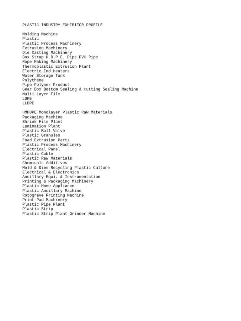 Plastic Industry | PDF