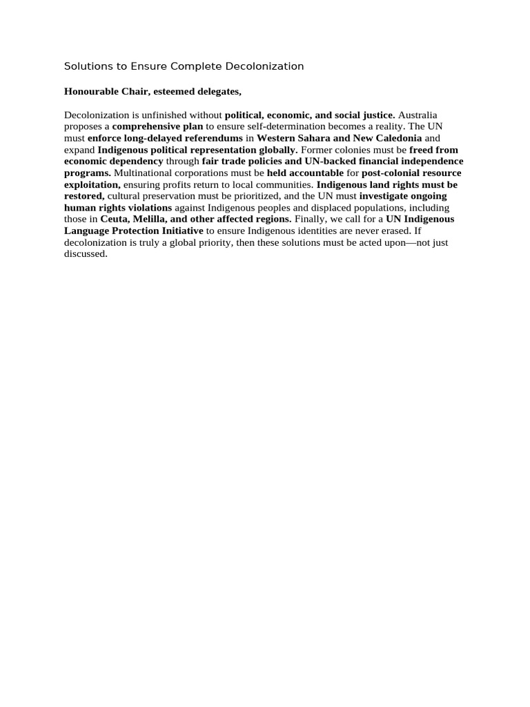 Solutions To Ensure Complete Decolonization | PDF