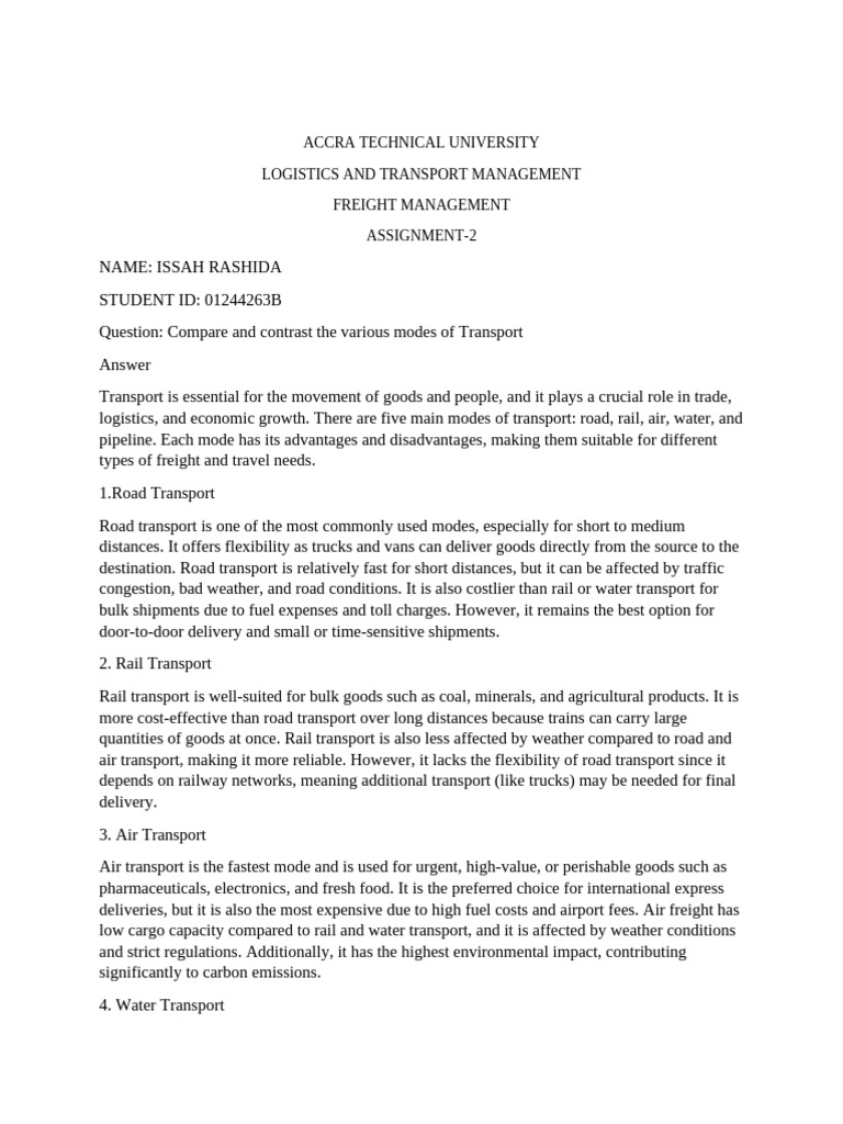 Freight Management Assignment 2 | PDF | Transport | Cargo