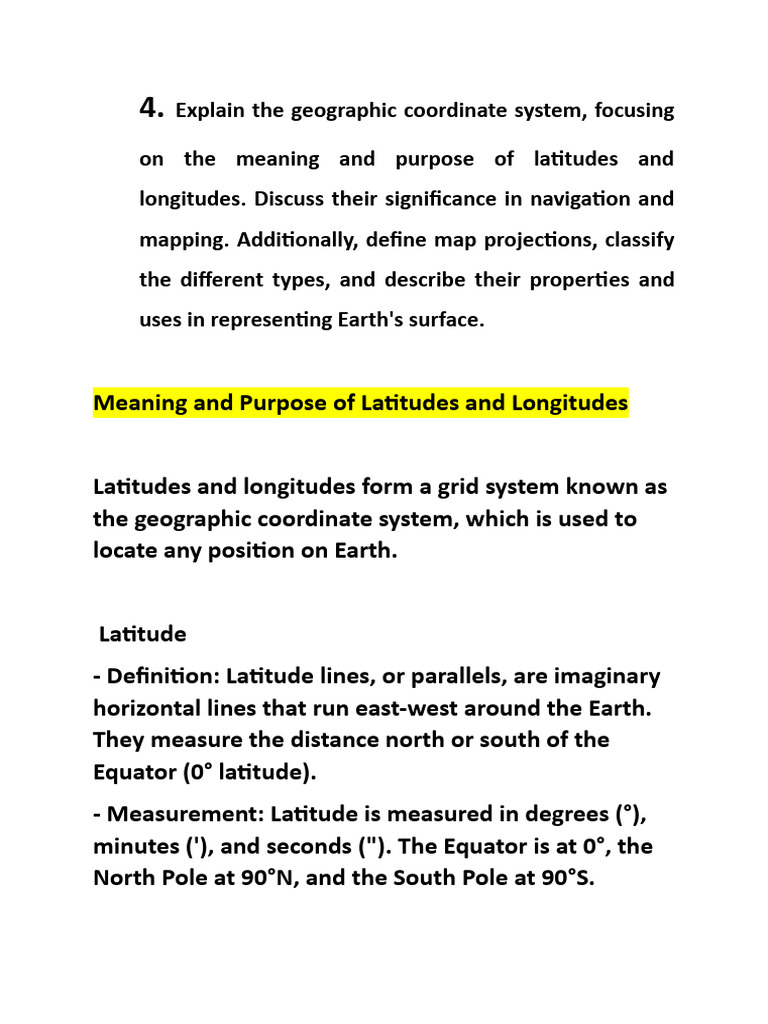 Geographic Coordinate System Explained | PDF | Longitude | Latitude