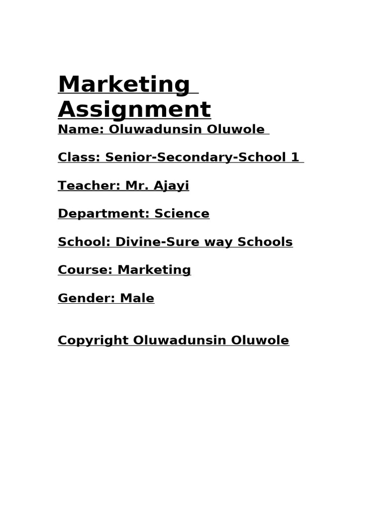 Marketing Assignment | PDF