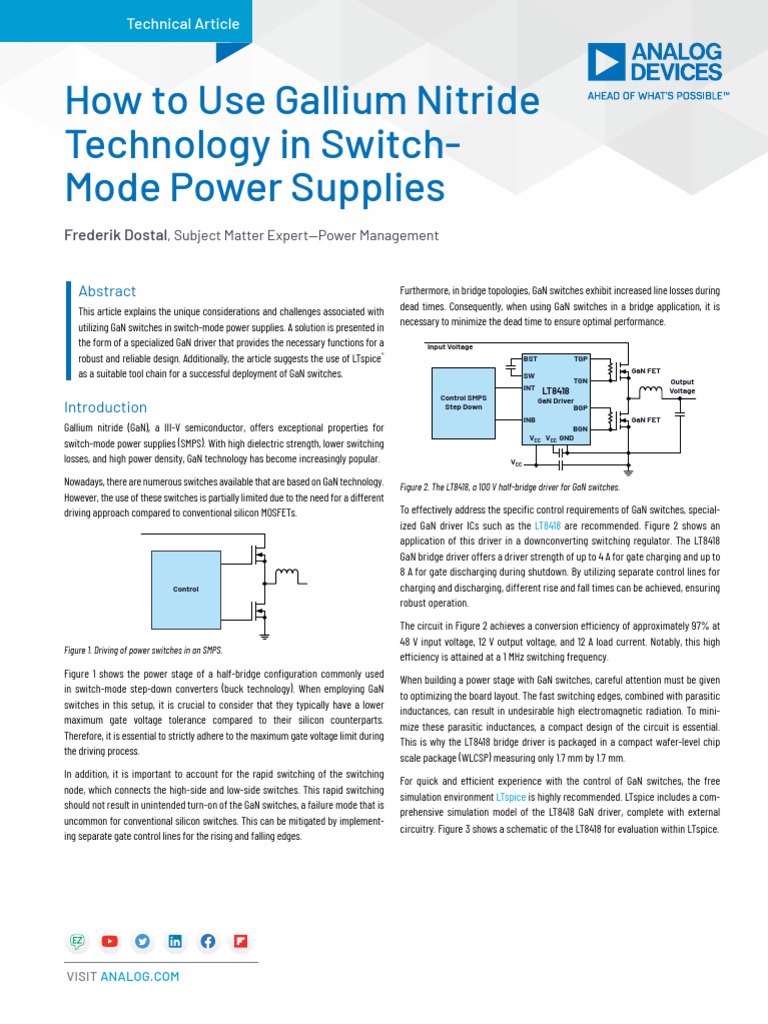 A1165850 How To Use Gallium Nitride Technology in Switch Mode Power | PDF | Field Effect ...