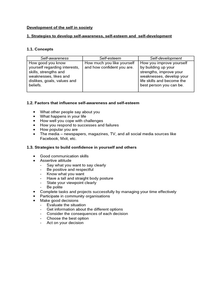 Developing Self in Society | PDF