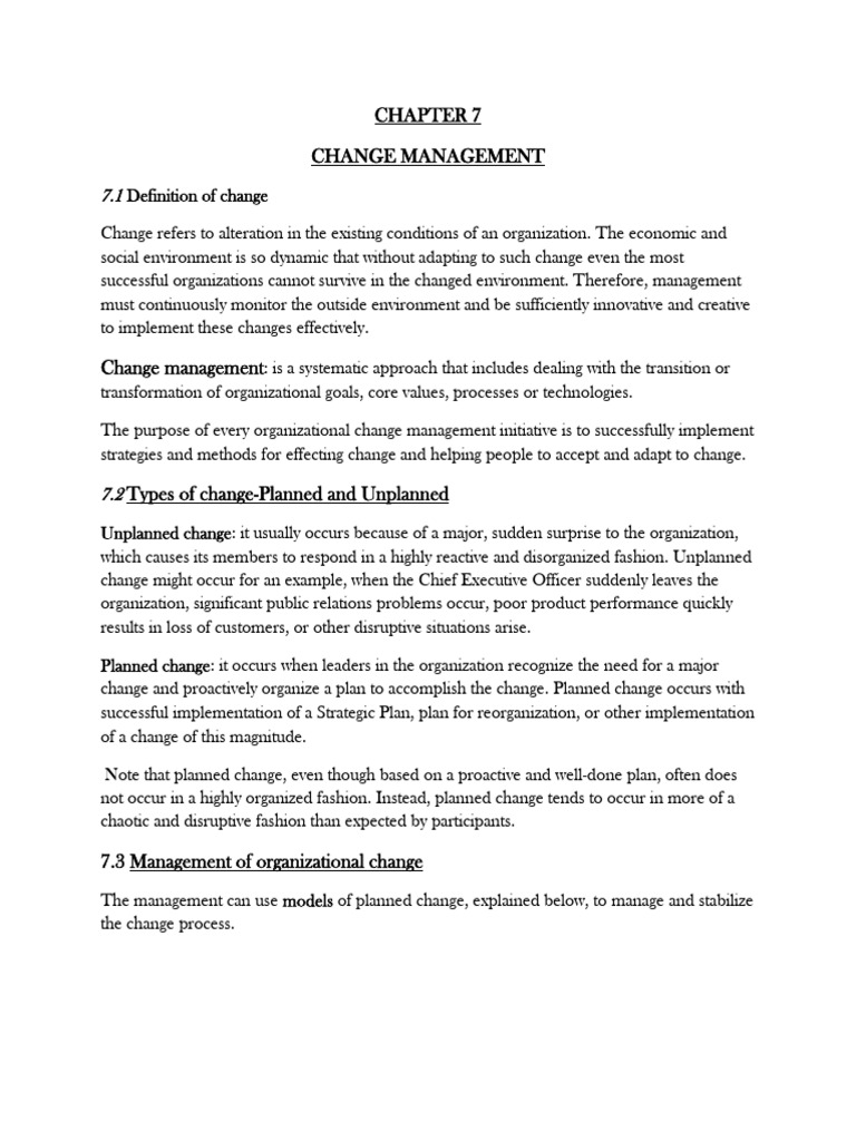 CHAPTER 7-CHANGE MGT | PDF | Change Management | Goal