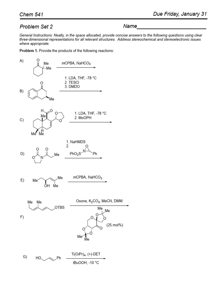 PS2_Questions | PDF | Chemical Reactions | Organic Compounds
