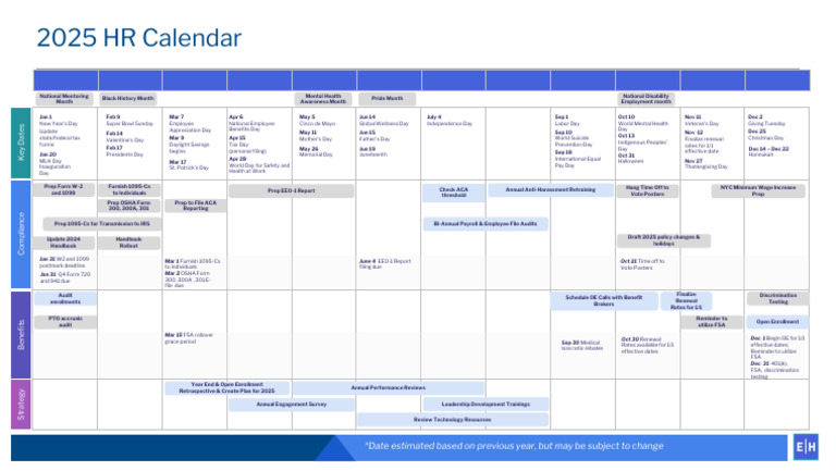 2025 EH HR Calendar - Annual | PDF