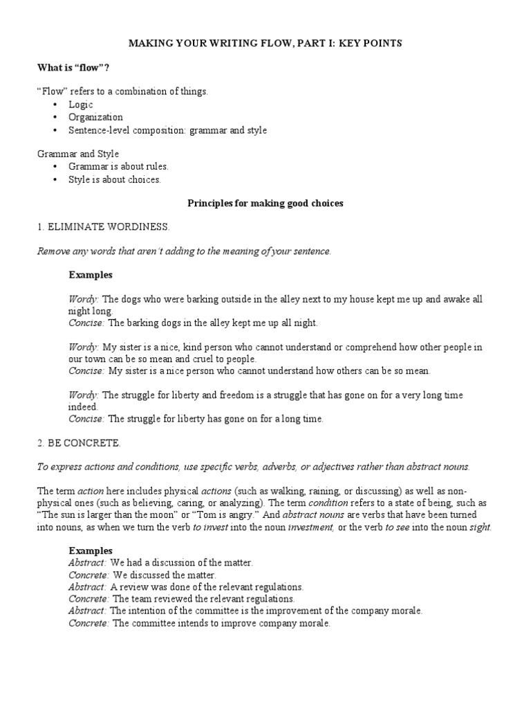 Making Your Writing Flow, Part I - Key Points-1 | PDF | Noun | Verb