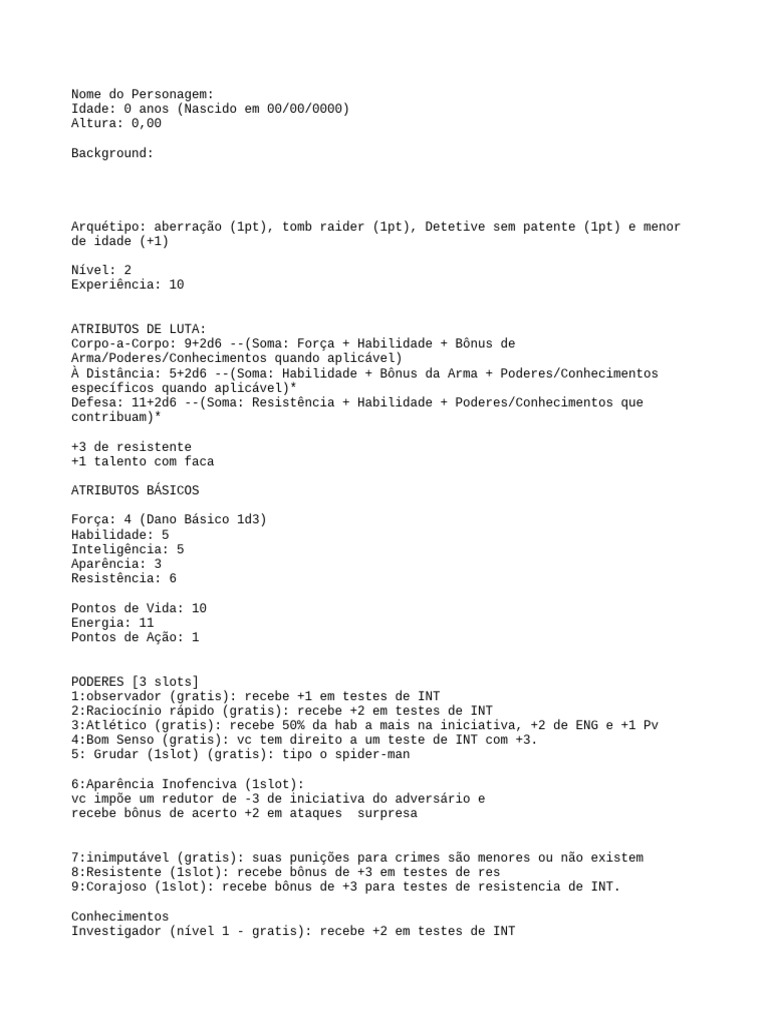 Ficha base de otávio | PDF