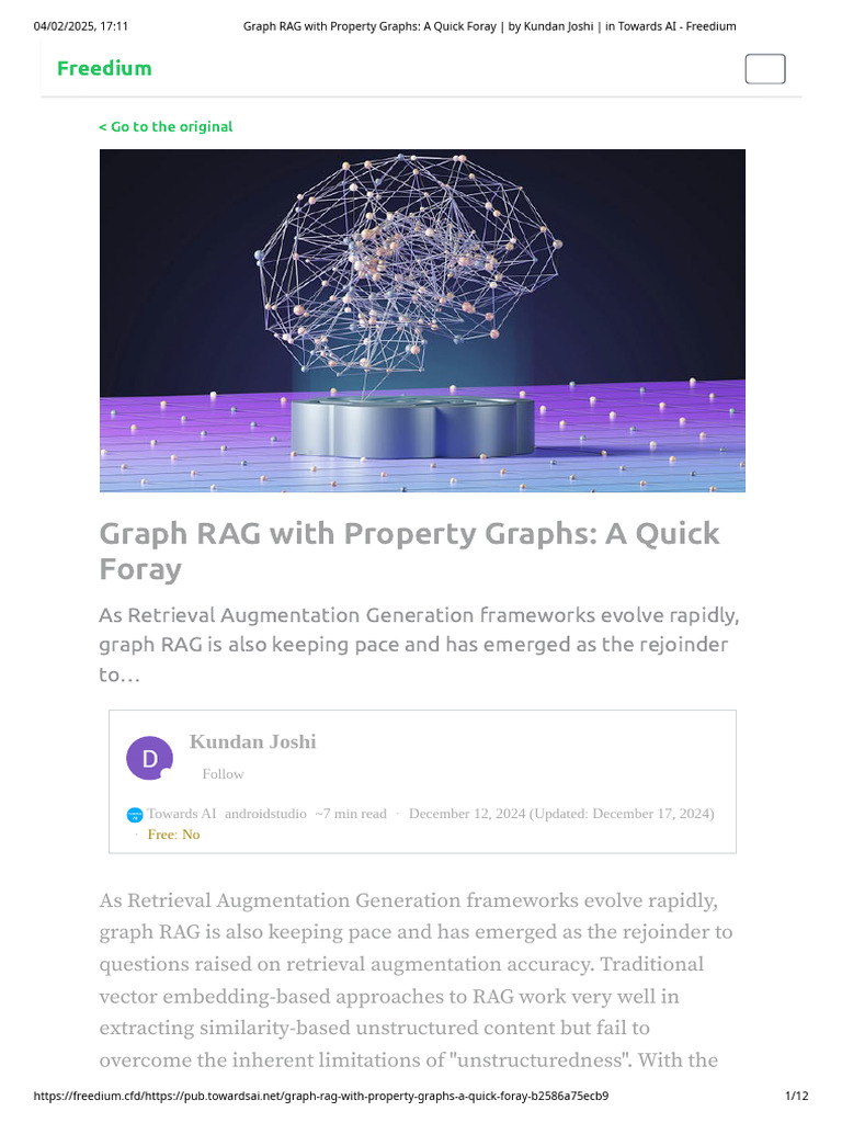 Graph RAG With Property Graphs - A Quick Foray - by Kundan Joshi - in Towards AI - Freedium ...