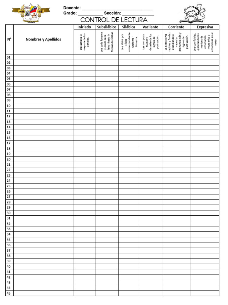 Control de Lectura Grupo Escolar | PDF