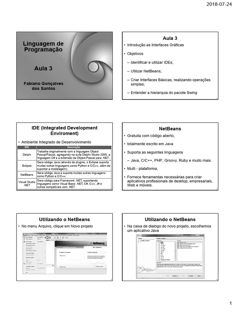 Aula_03 [Modo de Compatibilidade] | PDF | NetBeans | Aplicativos e Software