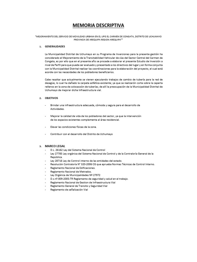 Memoria Descriptiva (1) | PDF | Hormigón