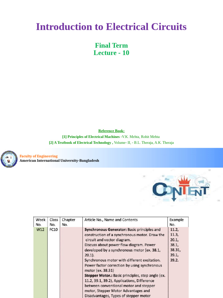 IEC Final Lecture-10 | PDF | Electric Motor | Electric Power