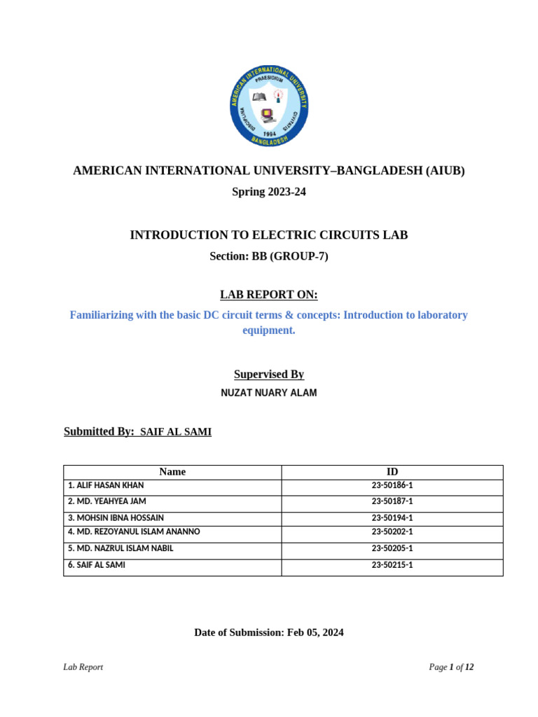 1 Familiarizing With The Basic DC Circuit Terms Concepts Introduction ...
