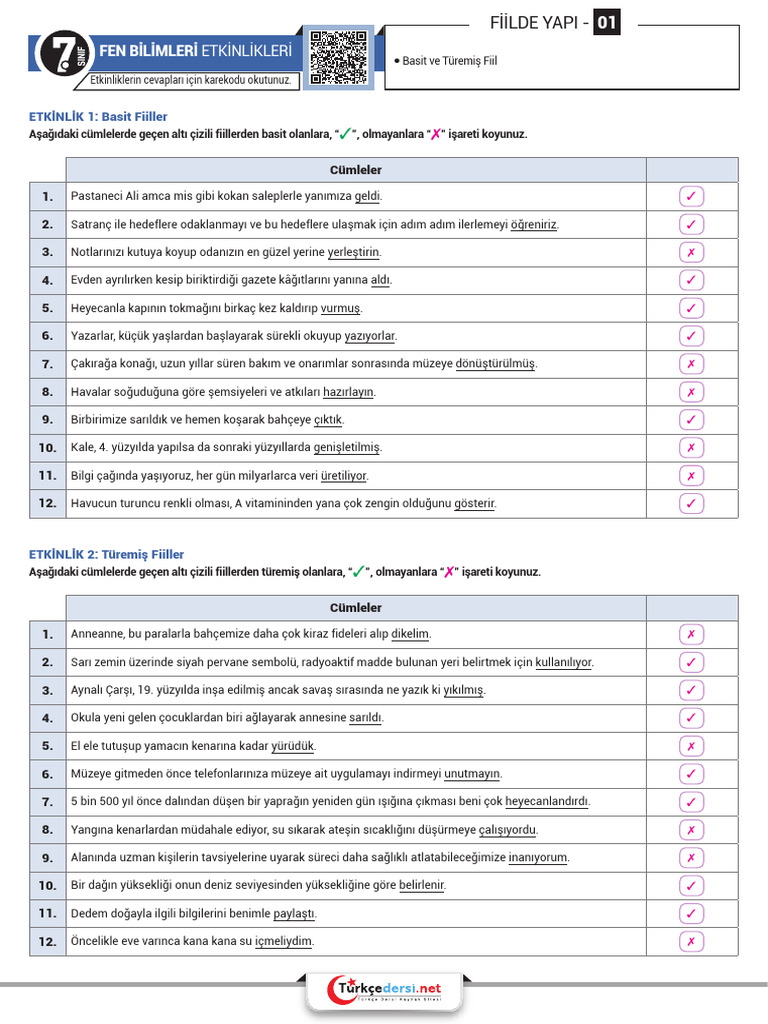 Ara Tatil - (Dil Bilgisi Tekrar) Cevaplar 32514 | PDF
