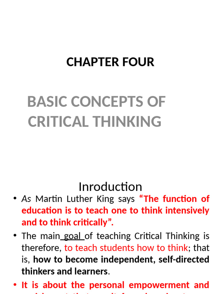 Chapter Four Ppt | PDF | Critical Thinking | Thought