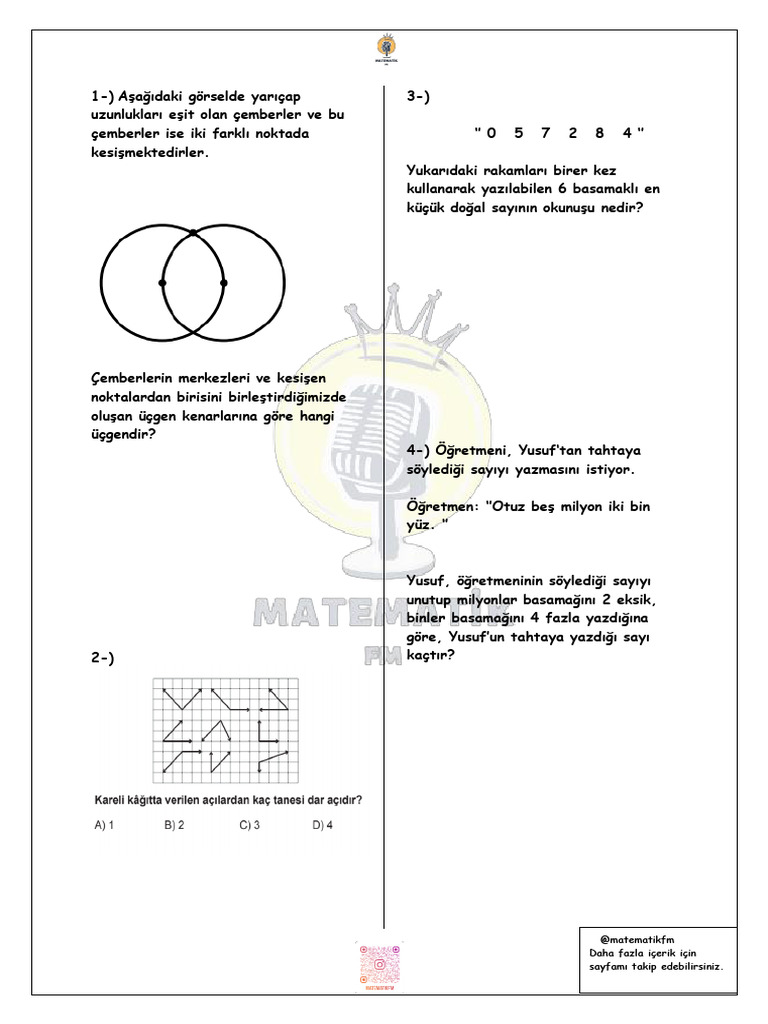 5 Sınıf 2 Yazılı Matematik Sınav Senaryosu Senaryo 5 Matematik FM | PDF