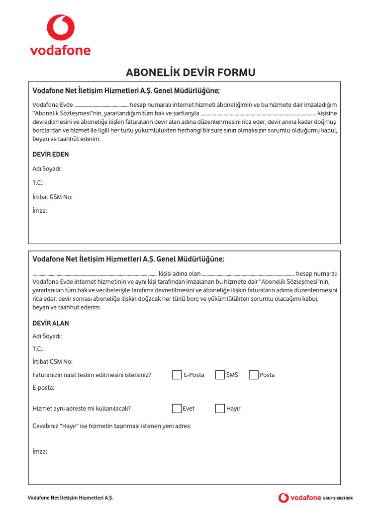 Evde Internet Devir Formu 1 | PDF