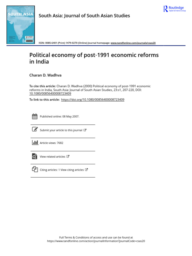 Political Economy of Post 1991 Economic Reforms in India | PDF ...