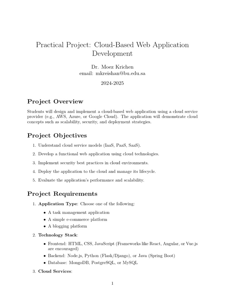 Cloud-Based Web App Development Project | PDF | Cloud Computing | Software