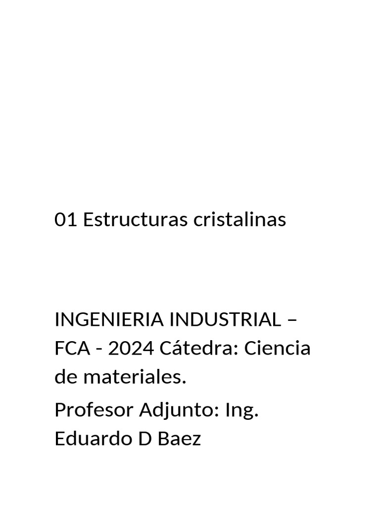 01 Estructuras Cristalinas | PDF
