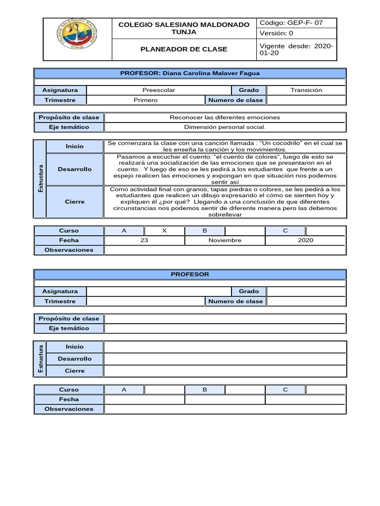 07 Planeador de Clase | PDF