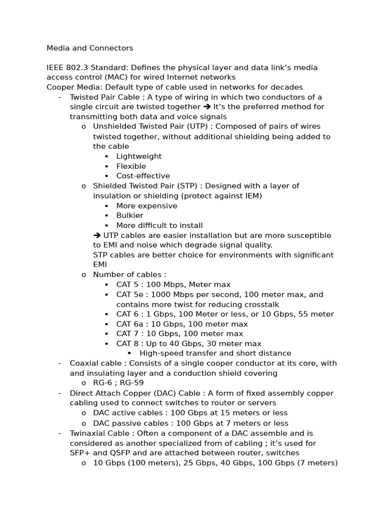 Media and Connectors - Network+ | PDF | Computer Network ...
