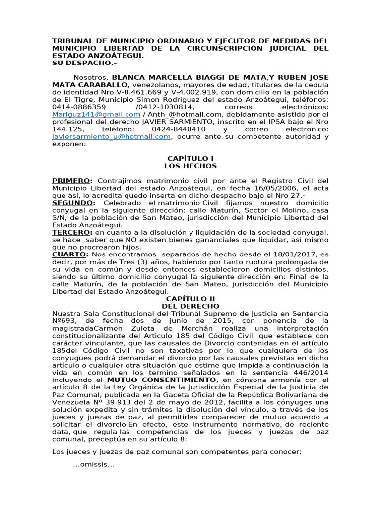 Divorcio Mutuo | PDF | Divorcio | Juez