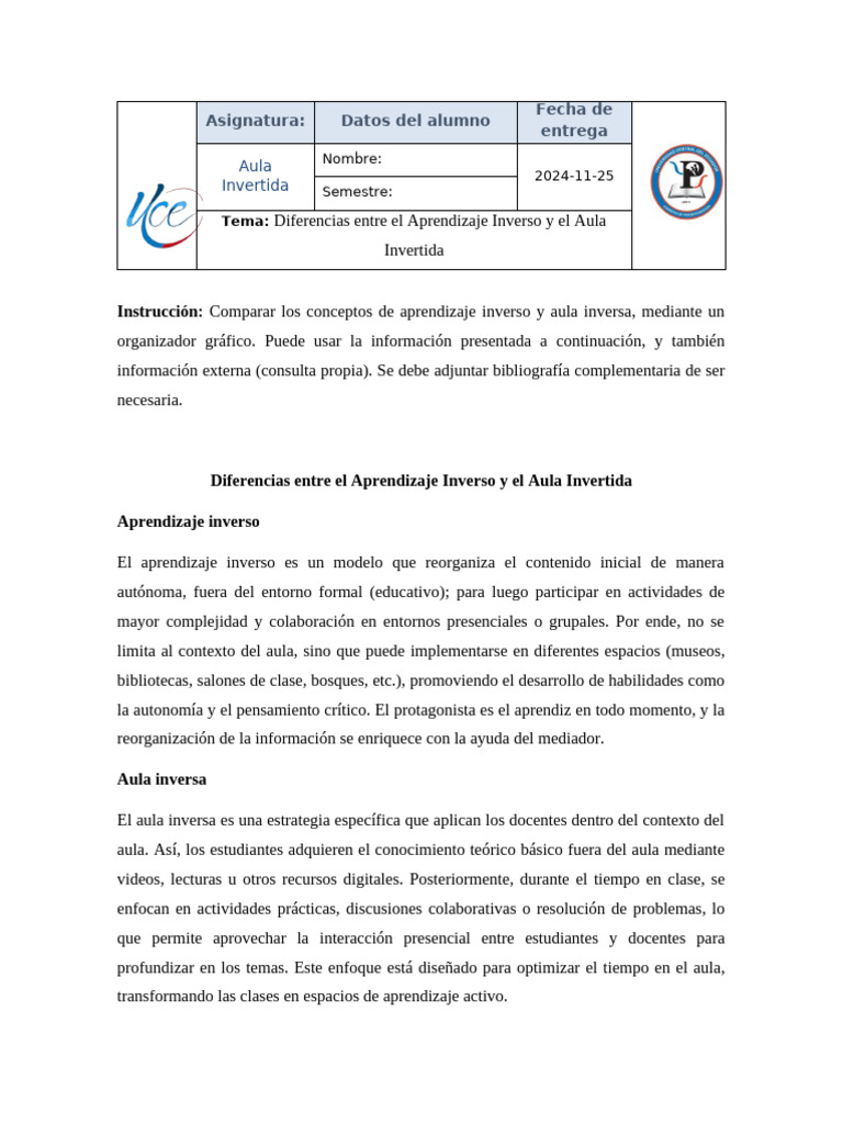 Actividad Previa - Aprendizaje Inverso | PDF