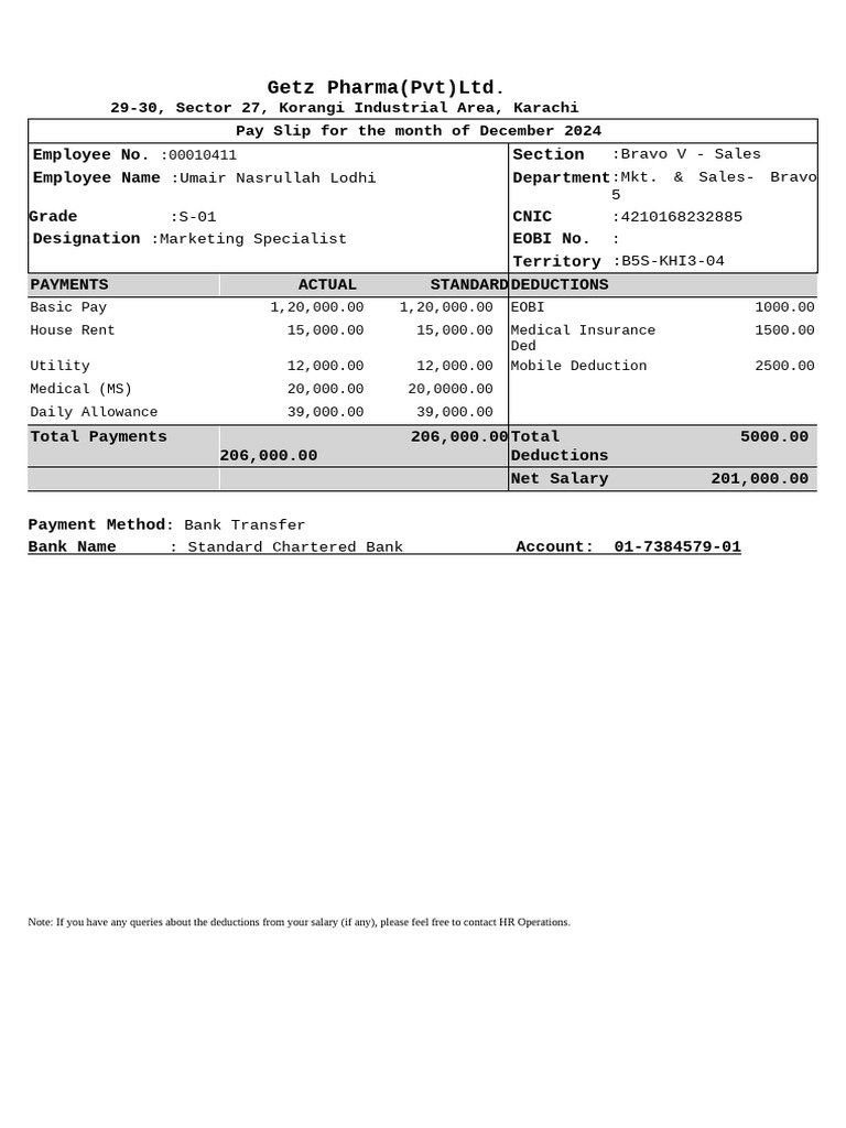 Payslip.docx dec 2024 | PDF | Government Finances | Financial Services