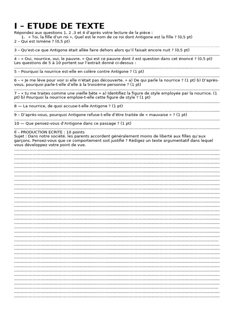 Examen Scene 1 Antigone | PDF