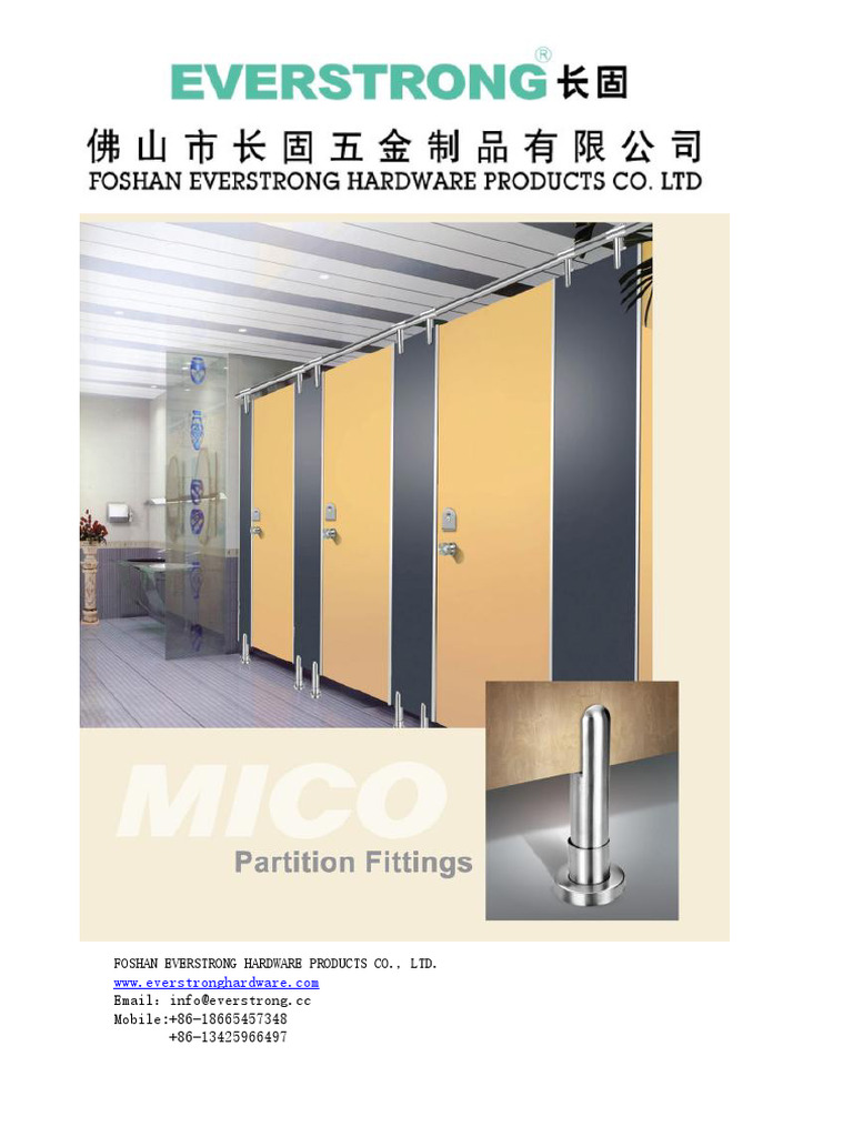 Catalogue of Everstrong Toilet Partition Fittings | PDF
