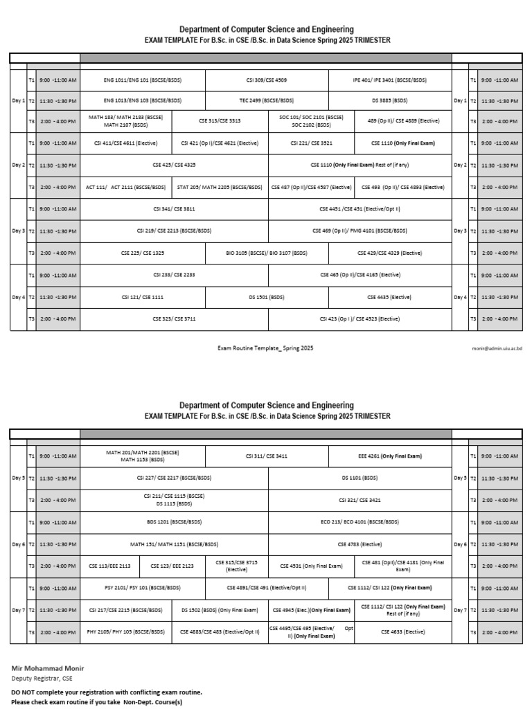 CSE & Data Science Exam Schedule 2025 | PDF | Information Technology ...