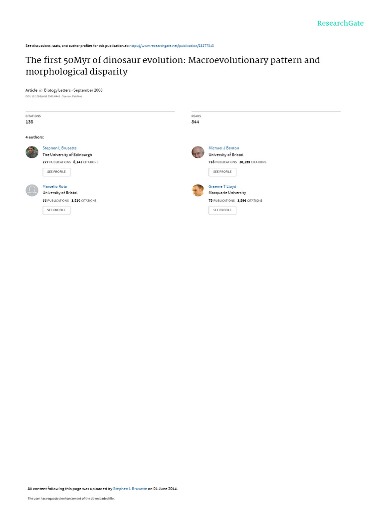 Dinosaur Evolution: First 50 Million Years | PDF | Dinosaurs | Biodiversity