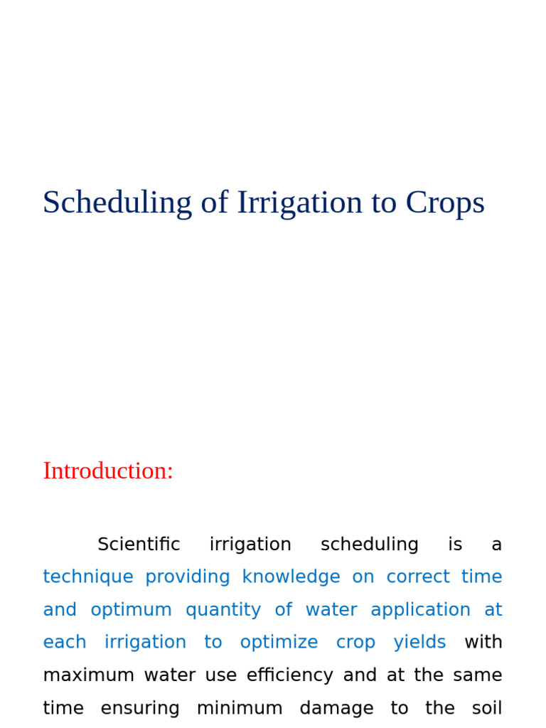 Scheduling of Irrigation | PDF | Earth Sciences | Agriculture