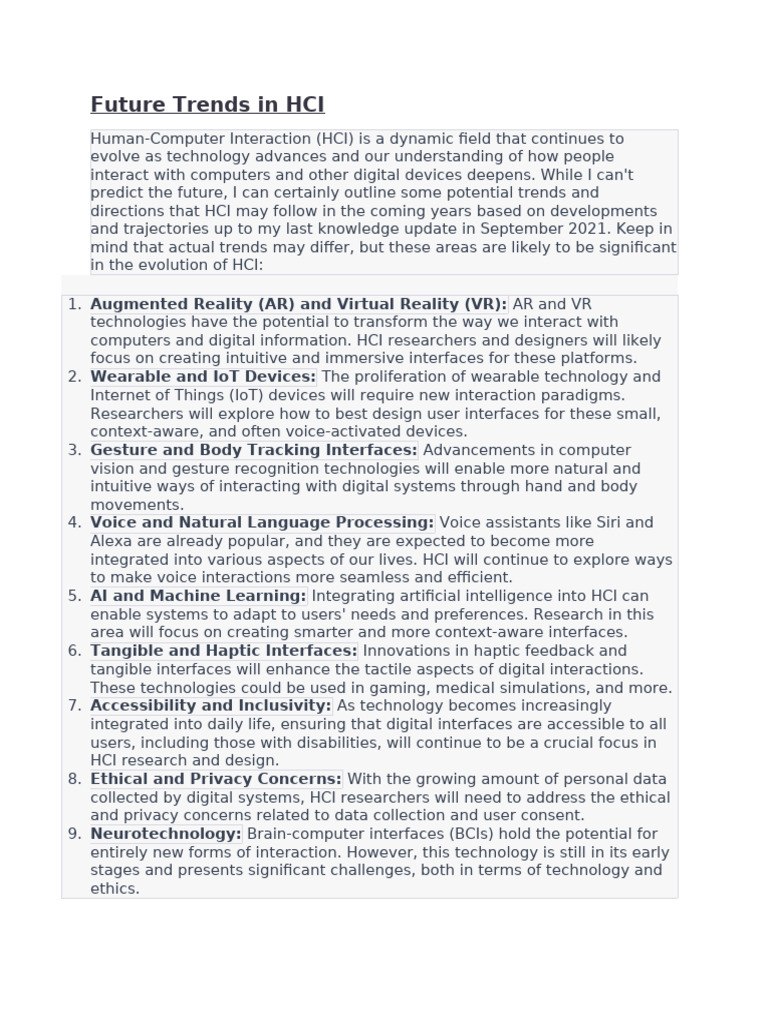 Future Trends in HCI - Lecture 8 | PDF | Augmented Reality | Artificial Intelligence