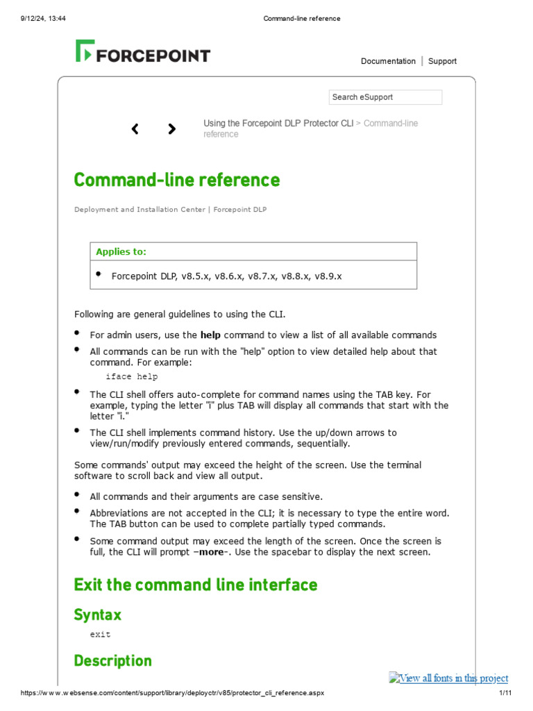 Forcepoint DLP CLI Command Reference | PDF | Command Line Interface | Ip Address