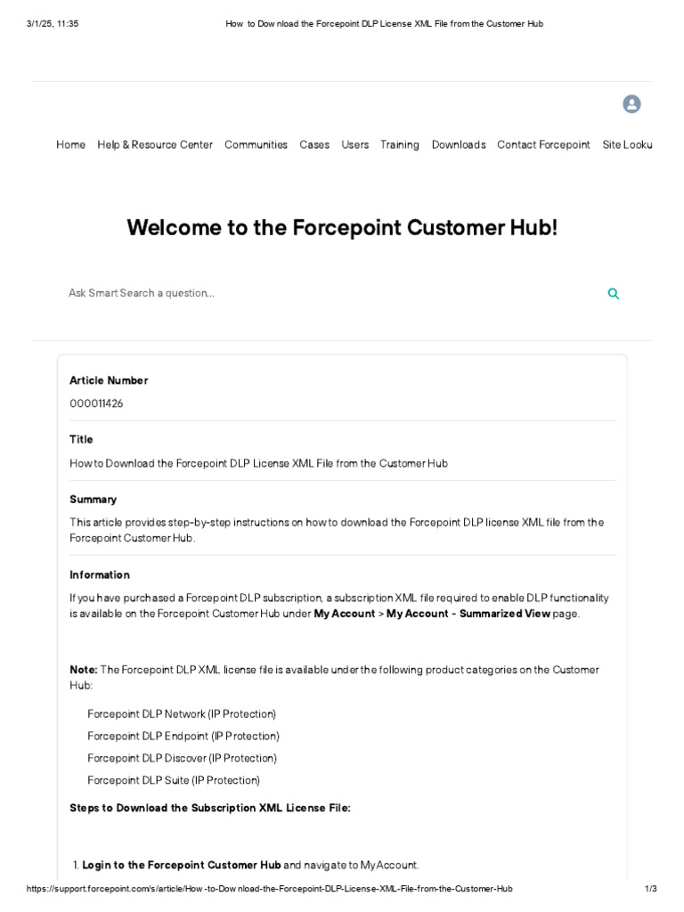 How To Download The Forcepoint DLP License XML File From The Customer Hub | PDF | Information ...