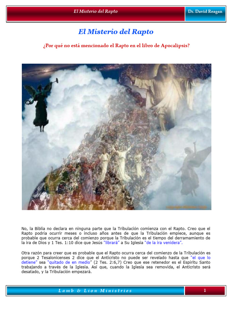 El Rapto y su Relación con la Tribulación | PDF | Éxtasis | antecristo