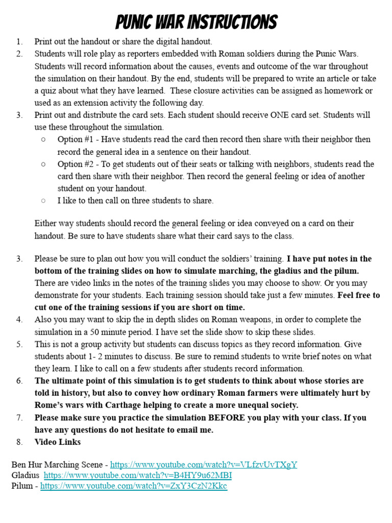 1 - Punic War Instructions and Cards | PDF