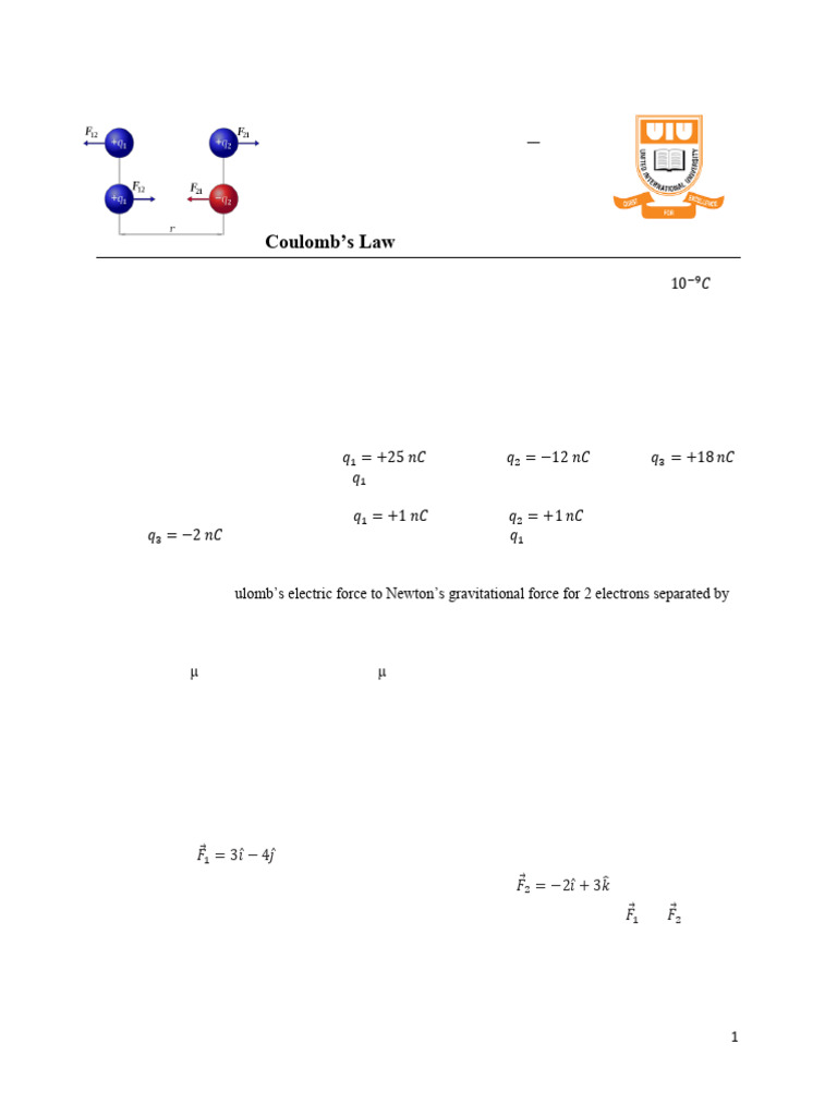 Physics Practice: Coulomb's Law | PDF | Force | Electric Charge