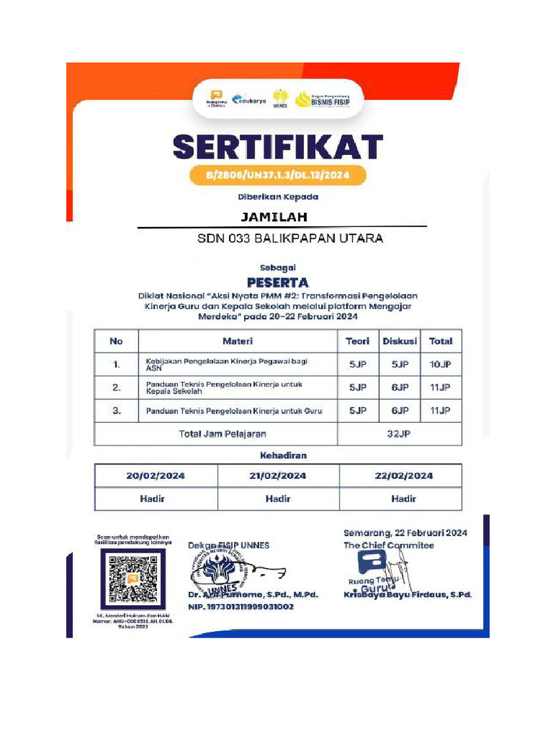 Sertifikat Jamilah 5 | PDF