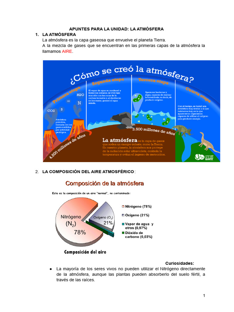 Apuntes para La Unidad - La Atmósfera | PDF | Atmósfera | Contaminación